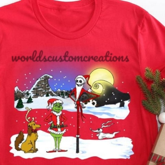 Tops | Nbc Jack Skellington Grinch Mashup Christmas Tee | Poshmark